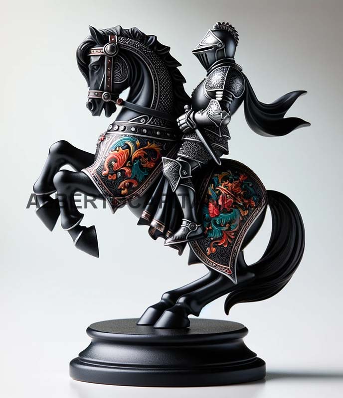 Unleashing the Splendor of the Ornate Black Knight Chess Piece