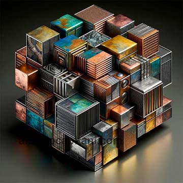Vibrant Dance of Oxidation: Digital Sculptures in Metallic Tones